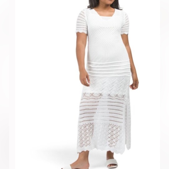 Solitaire | Dresses | Nwot Solitaire Black Short Sleeve Crochet Maxi ...